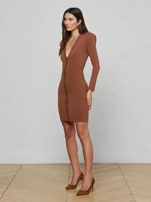 L'Agence Taru Button-front Mini Dress