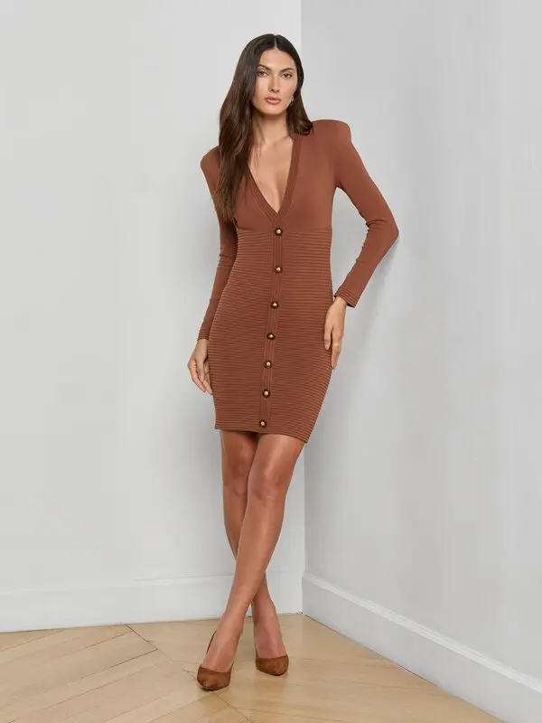 L'Agence Taru Button-front Mini Dress