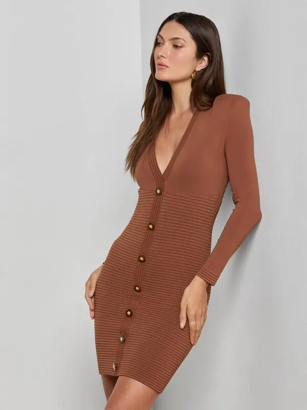 L'Agence Taru Button-front Mini Dress