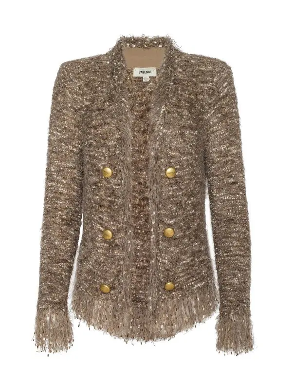 L'Agence Azure Fringe Cardigan Blazer