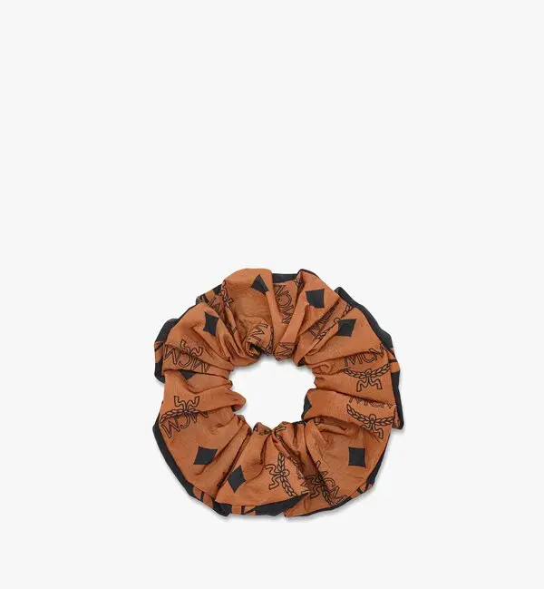 Mcm Reversible Monogram Scrunchie - Black + Cognac