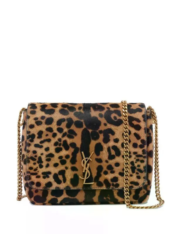 Saint Laurent Kate Metal-logo Pony-hair Crossbody Bag - Brown