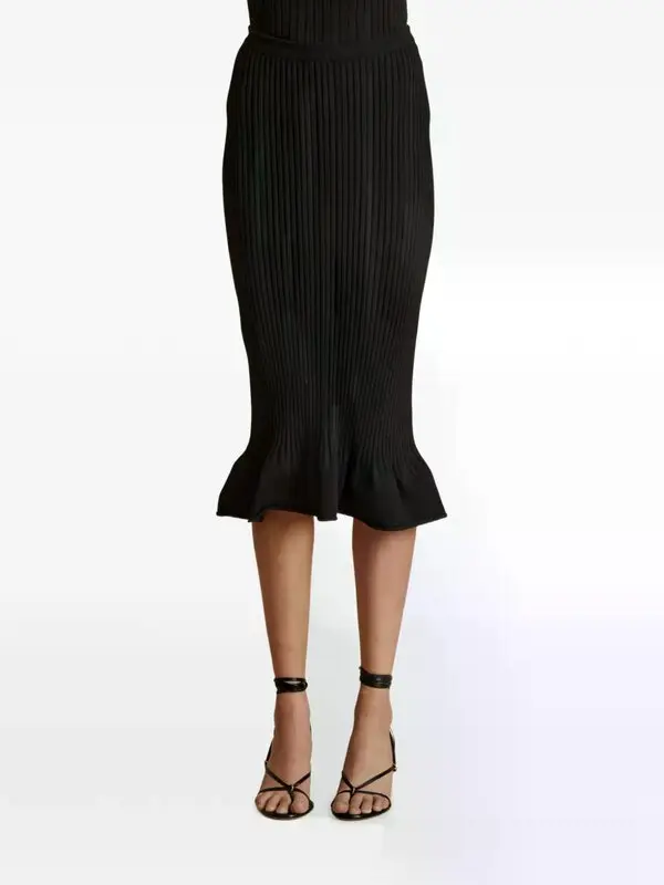 Khaite Ribbed Knit Midi Skirt