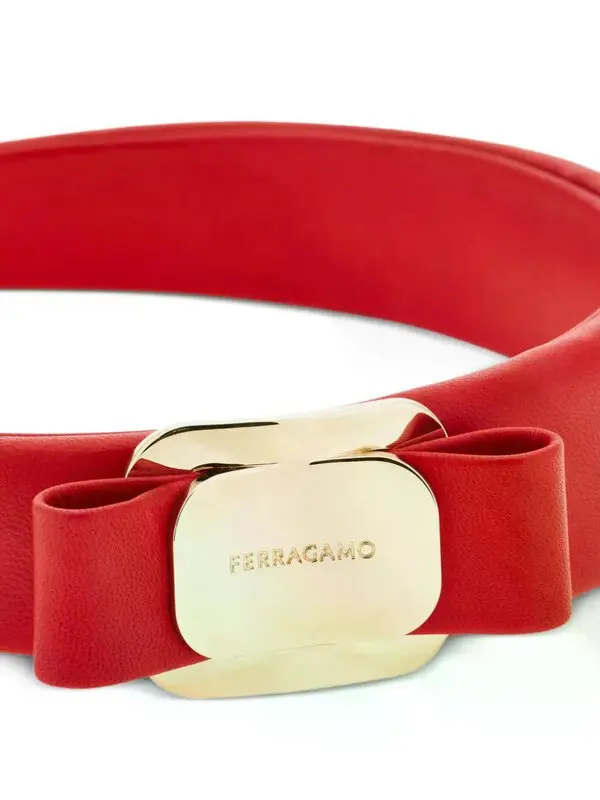 FERRAGAMO Vara Plate Bow Headband - Red