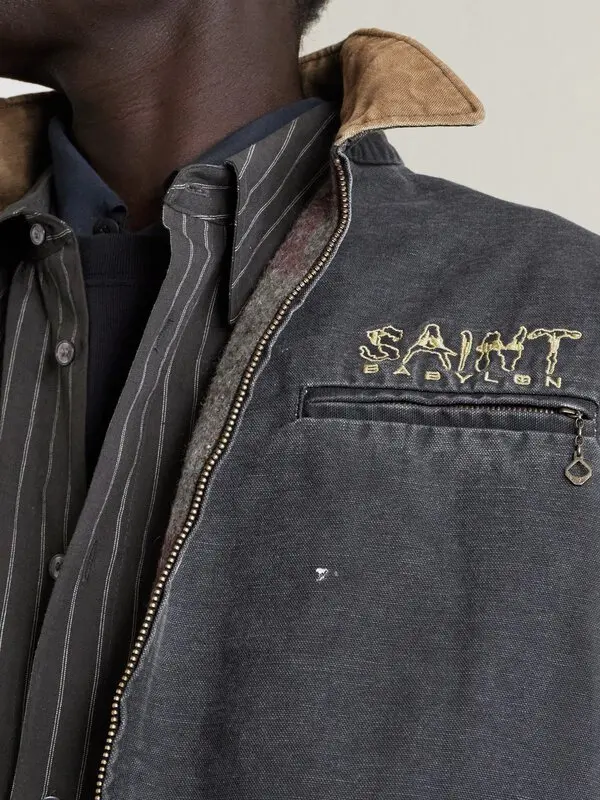 Saint Mxxxxxx Babylon Detroit Logo-Embroidered Jacket In Black