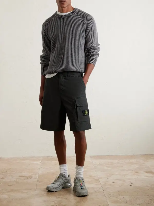 Stone Island Straight-leg Cotton-canvas Cargo Shorts