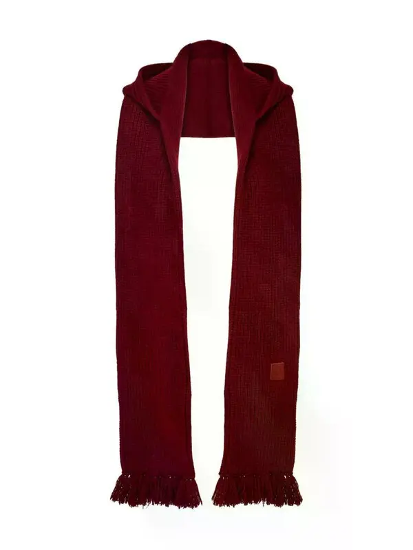 FERRAGAMO Hooded Fringe Scarf - Red