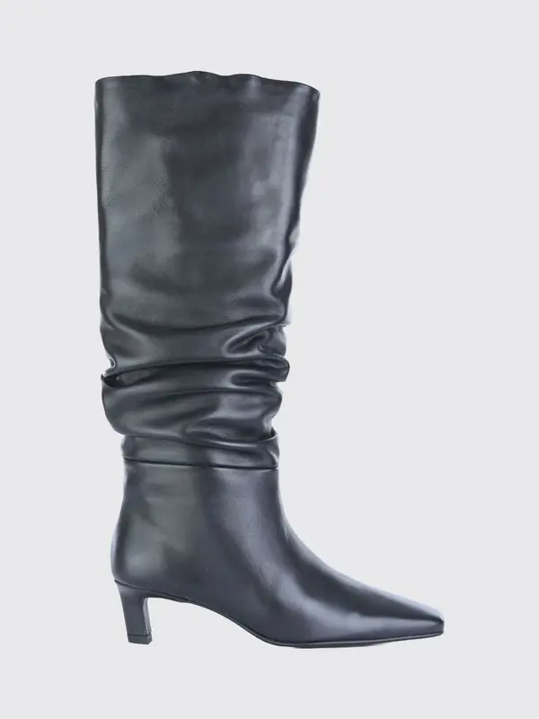 ALOHAS Draped Knee-high Boots In Smooth Leather - Black