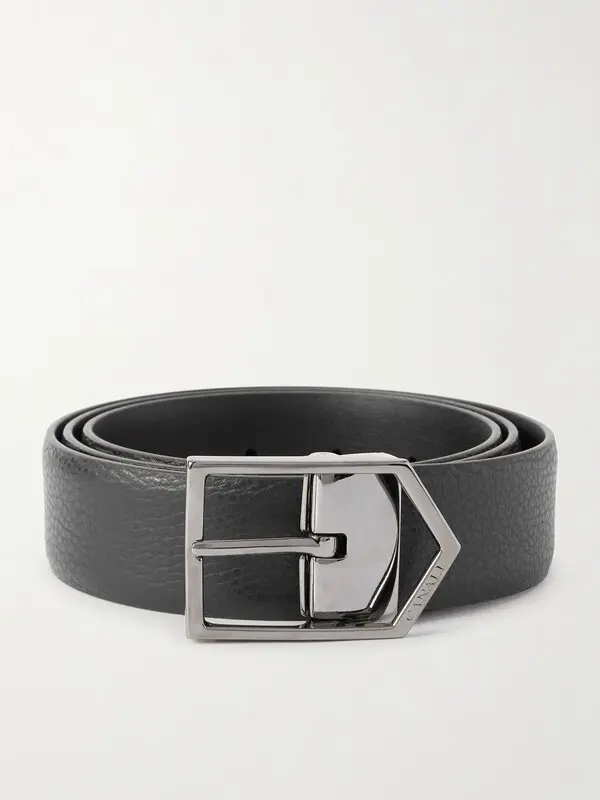 Canali 3.5cm Leather Belt - Black