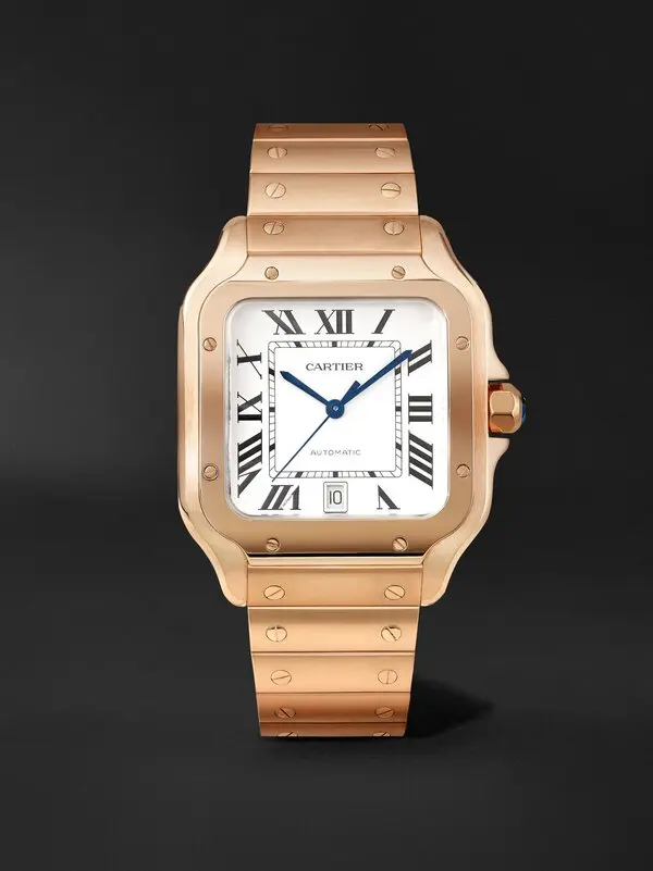 CARTIER Santos De Large Automatic 39.8mm 18-karat Rose Gold Watch - White