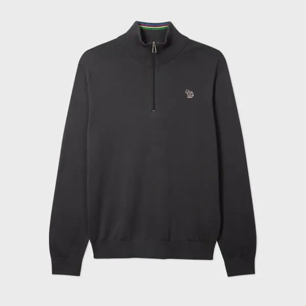 Paul Smith Organic Cotton Quarter Zip Sweater - Grey