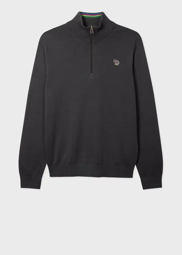 Paul Smith Organic Cotton Quarter Zip Sweater - Grey