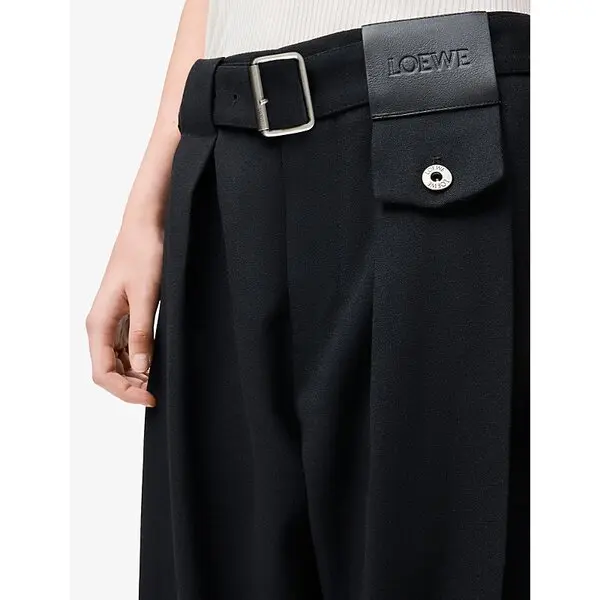 Loewe Pleated Adjustable-belt Wool Trousers