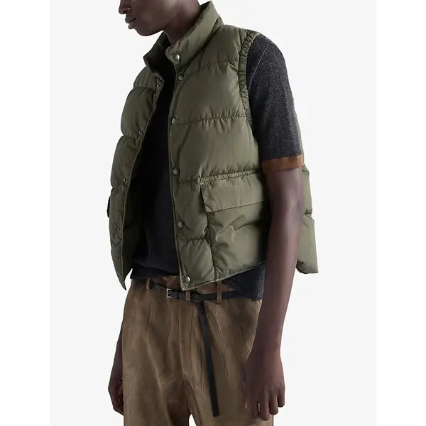 Prada Logo-embroidered Cotton-down Gilet - Green