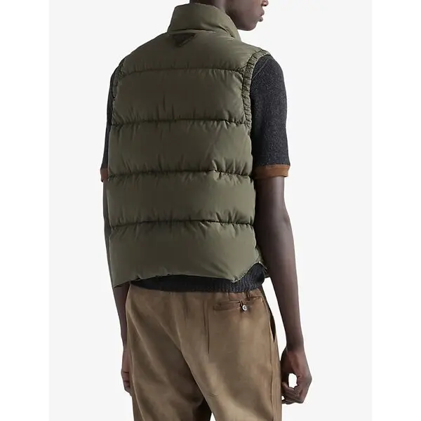 Prada Logo-embroidered Cotton-down Gilet - Green