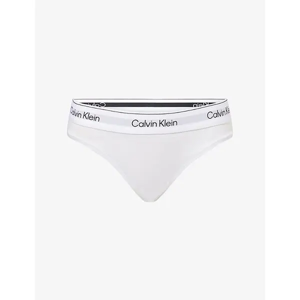 Calvin Klein Icon Branded Cotton And Modal-blend Bikini Briefs - White