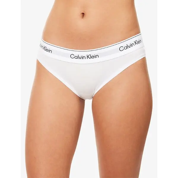 Calvin Klein Icon Branded Cotton And Modal-blend Bikini Briefs - White