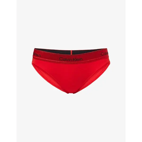 Calvin Klein Icon Branded Cotton And Modal-blend Bikini Briefs - Red