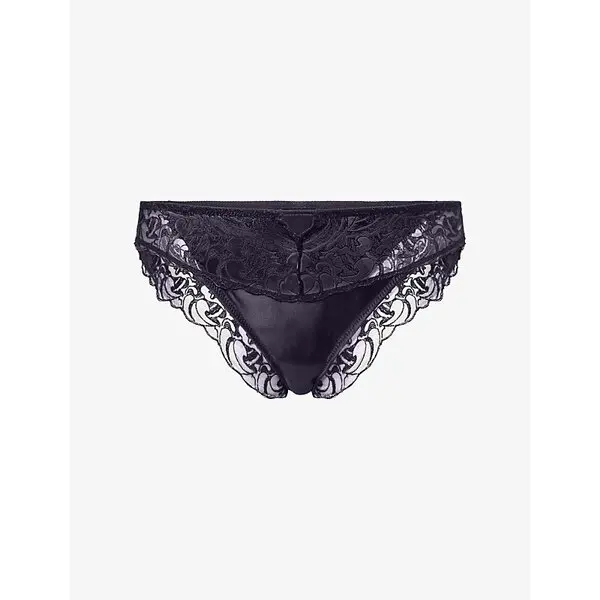 AUBADE Satin Memories Lace And Satin Briefs - Deep Sea