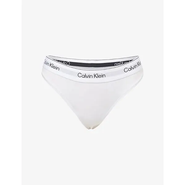Calvin Klein Icon Branded Cotton And Modal-blend Thong - White