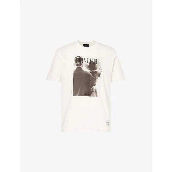 Emporio Armani Icon Archive Printed Cotton-jersey T-shirt - White Icon 4