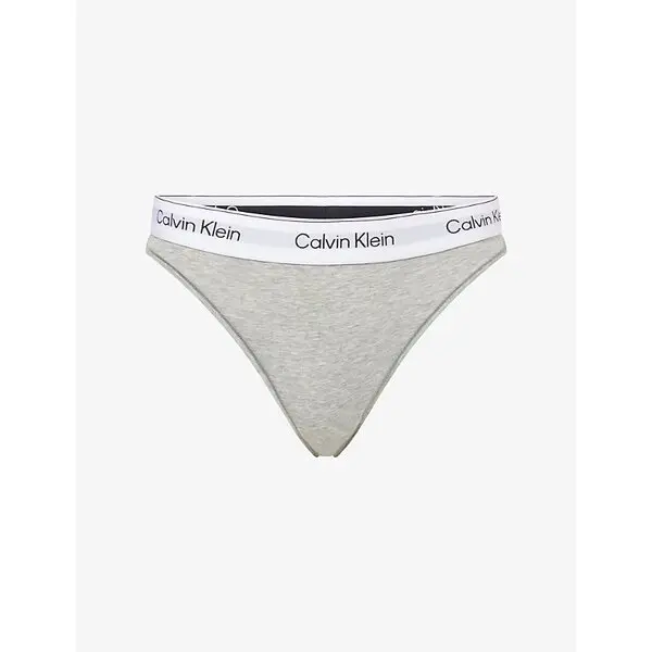Calvin Klein Icon Branded Cotton And Modal-blend Tanga Briefs - Grey Heather