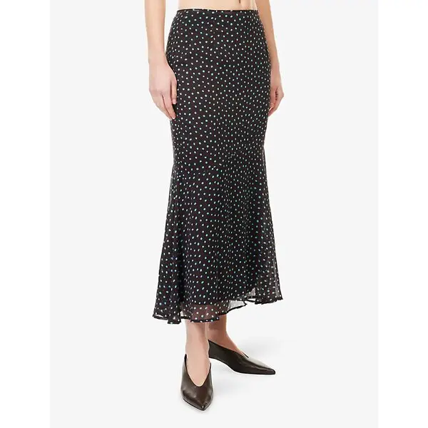 AMY LYNN Chiffon Polka Dot Maxi Skirt