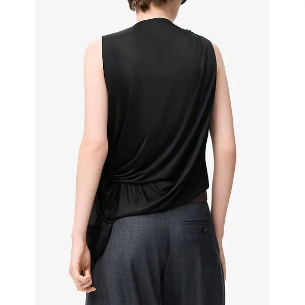 Loewe Draped Sleeveless Stretch-woven Top - Black