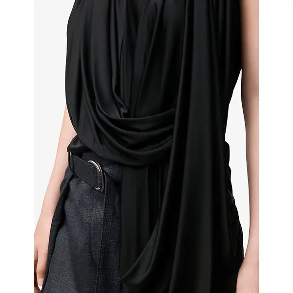 Loewe Draped Sleeveless Stretch-woven Top - Black