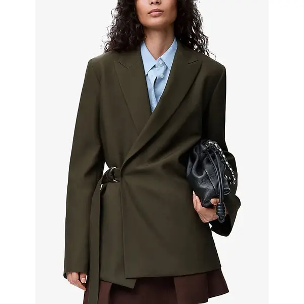 Loewe Peak-lapel Draped Wool-blend Jacket - Khaki Green