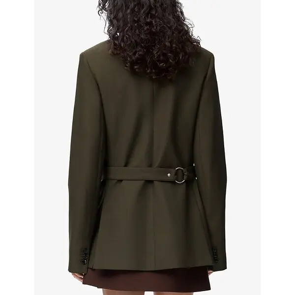 Loewe Peak-lapel Draped Wool-blend Jacket - Khaki Green