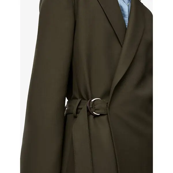 Loewe Peak-lapel Draped Wool-blend Jacket - Khaki Green