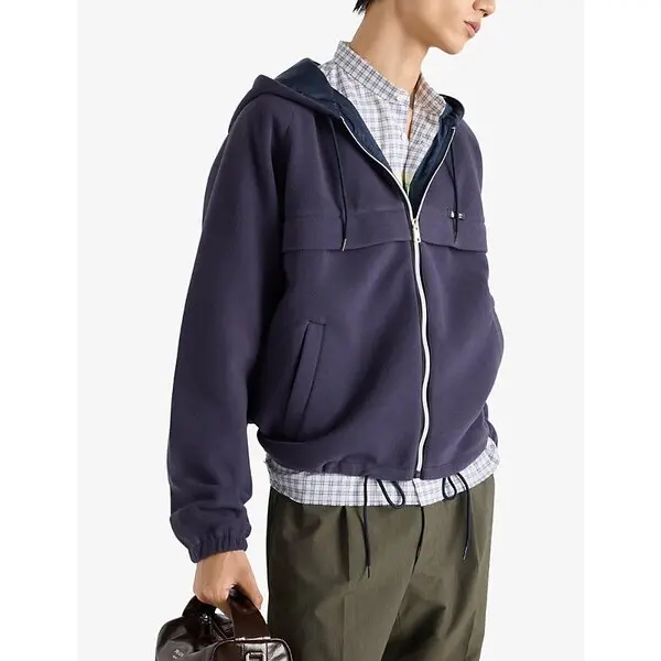 Prada Technical Hooded Woven Blouson Jacket - Blue