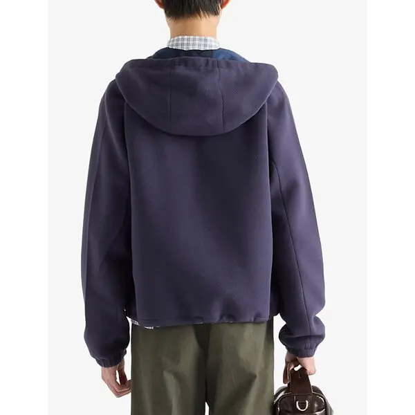 Prada Technical Hooded Woven Blouson Jacket - Blue