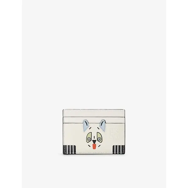 Loewe Futurist Cat Leather Card Holder - Soft White