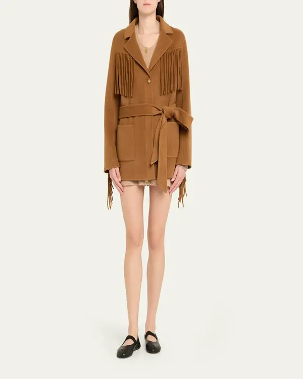 LoveShackFancy Maebella Fringe-trim Jacket