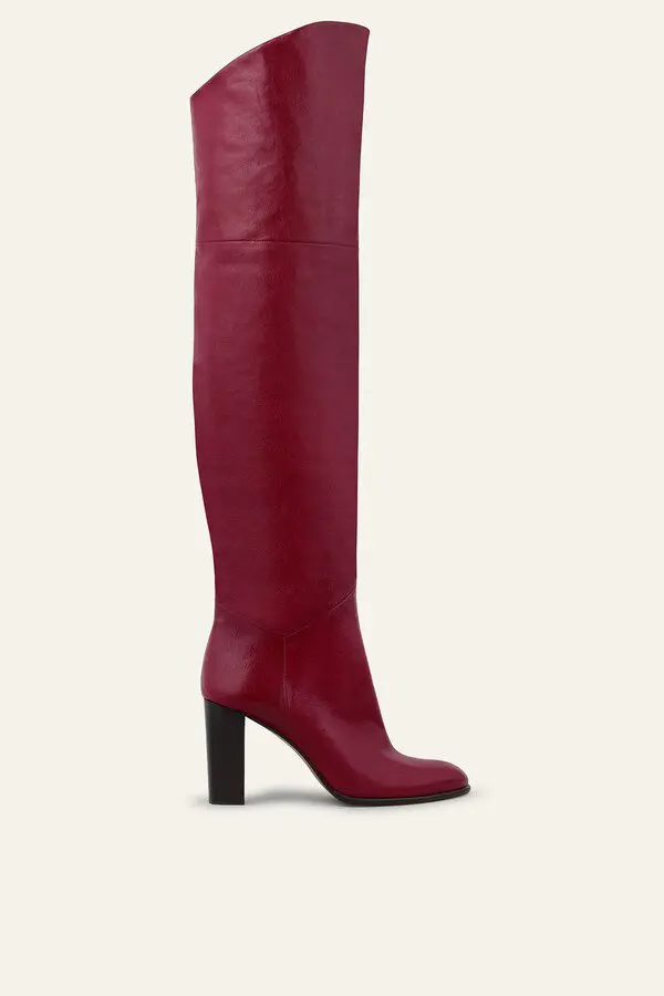 Ba&sh Ciry Full-grain Leather Boots - Red
