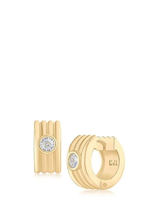 KENNETH JAY LANE Plated Ribbed Huggie Earrings - Gold