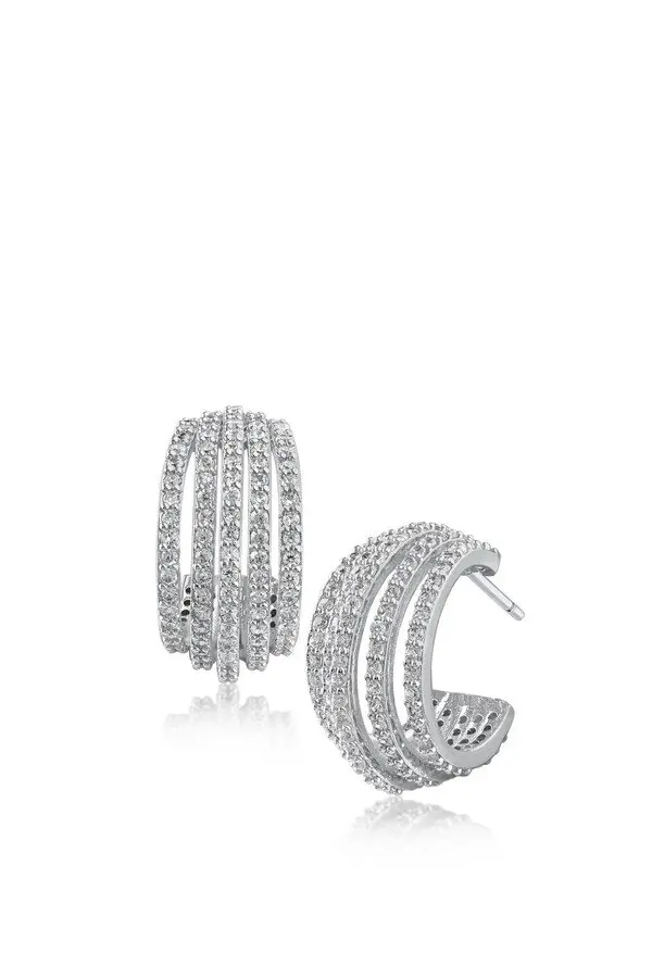 KENNETH JAY LANE Cubic Zirconia Half-hoop Earrings - Natural