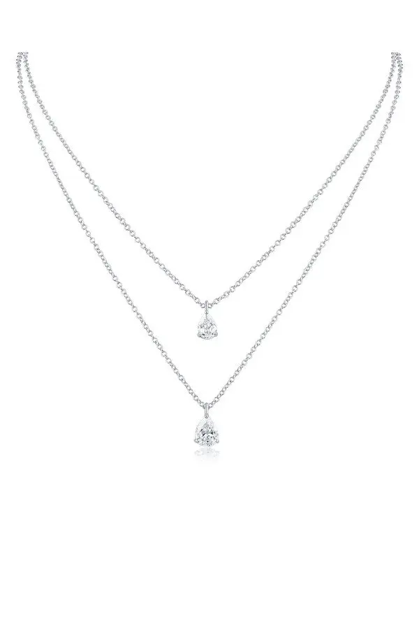 KENNETH JAY LANE Double Stranded Pear Cz Necklace - Natural
