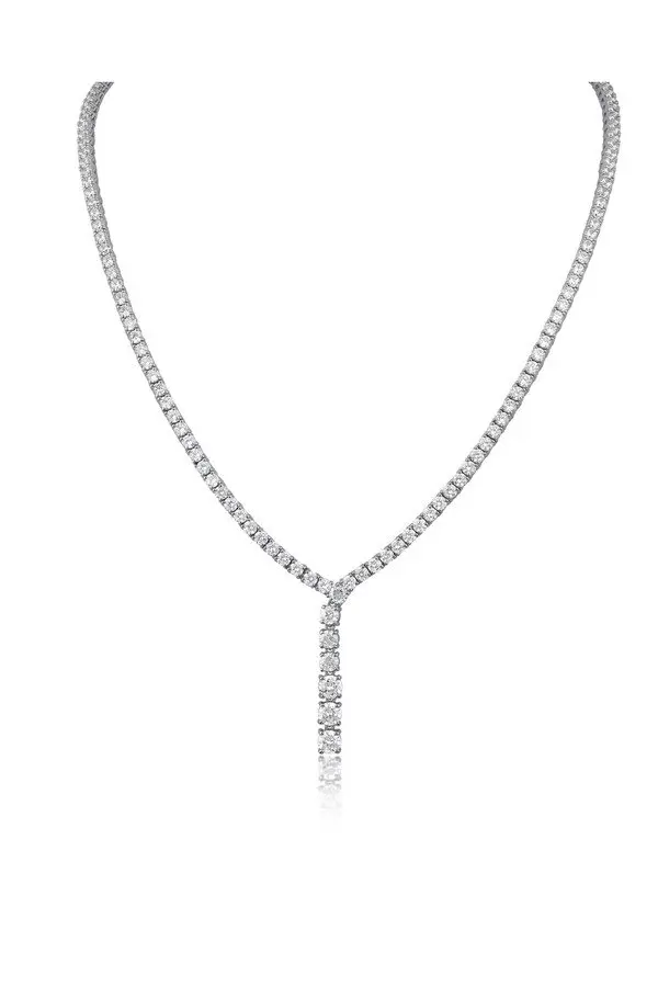 KENNETH JAY LANE Round Cubic Zirconia Drop Tennis Necklace - Natural