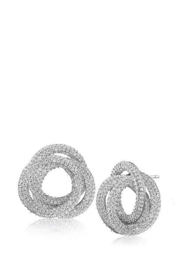 KENNETH JAY LANE Pave Triple Circle Interlocking Earrings - Natural