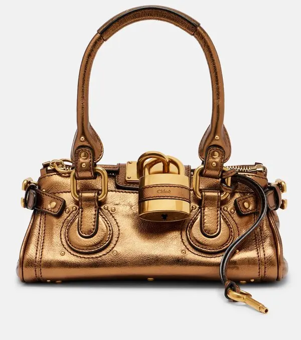 Chloé Paddington Metallic Leather Shoulder Bag - Gold