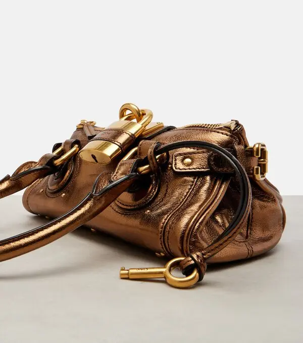 Chloé Paddington Metallic Leather Shoulder Bag - Gold