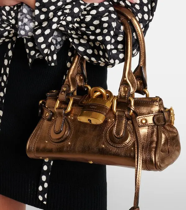 Chloé Paddington Metallic Leather Shoulder Bag - Gold
