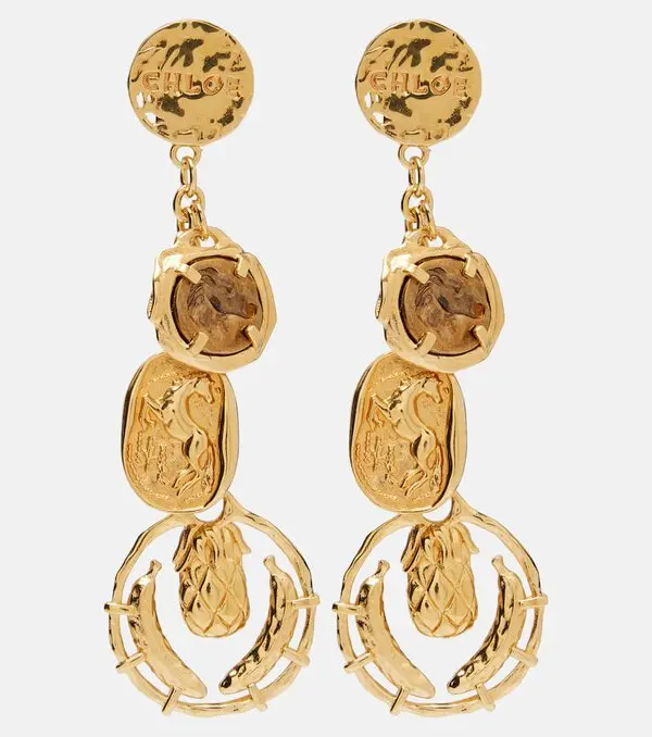 Chloé Medals Embellished Drop Earrings - Gold