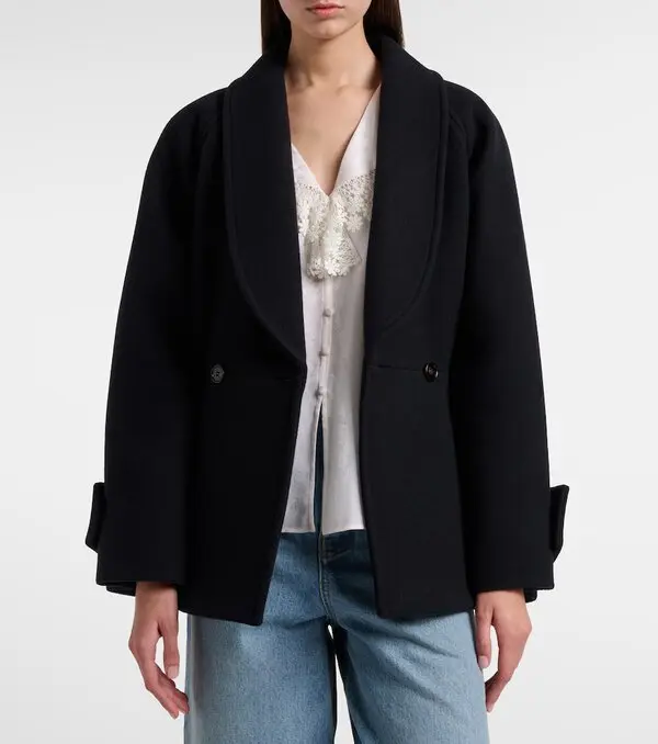 Chloé Peplum Wool-blend Coat - Blue