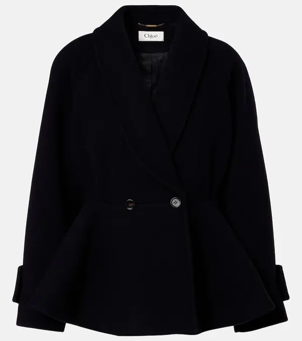 Chloé Peplum Wool-blend Coat - Blue