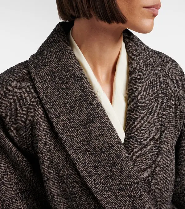 Chloé Herringbone Peplum Wool-blend Coat