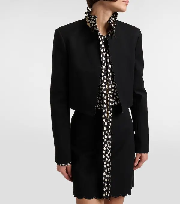 Chloé Scalloped Cropped Cotton Velvet Jacket